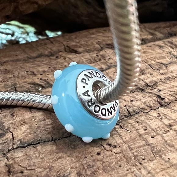 Pandora | Jewelry | Authentic Pandora Murano Seeing Spots Light Blue ...